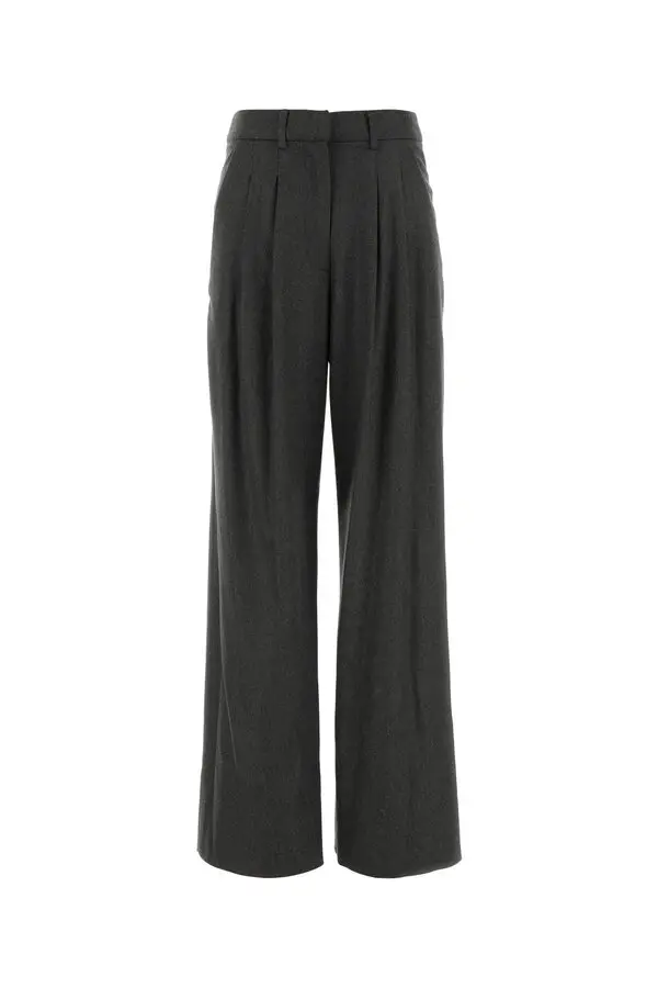 PT TORINO Charcoal Stretch Wool Blend Wide-leg Pant - Grey