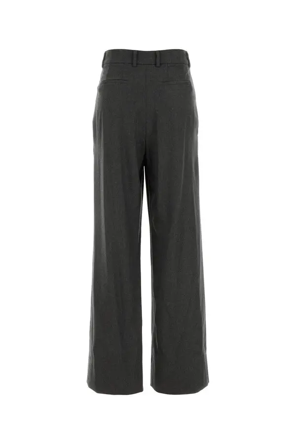 PT TORINO Charcoal Stretch Wool Blend Wide-leg Pant - Grey