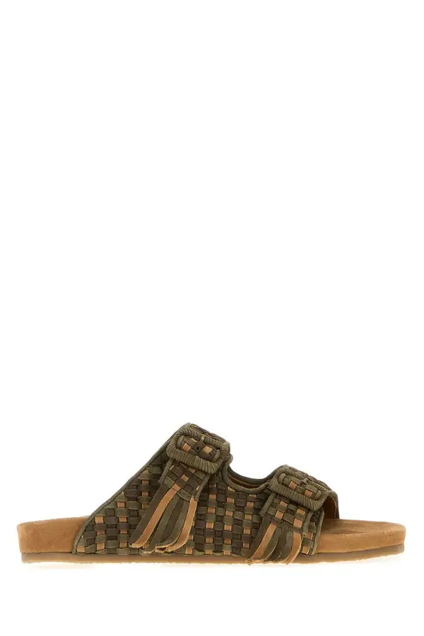 BAZISZT Multicolor Suede Slippers - White