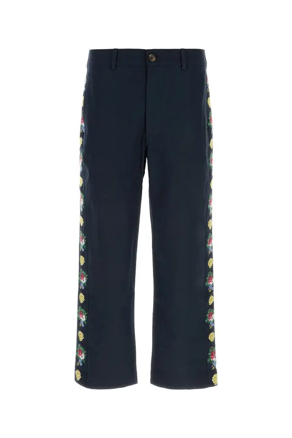 BAZISZT Navy Cotton Pine Pant
