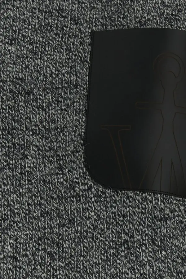JW Anderson Melange Wool Blend Sweater With Leather Pocket