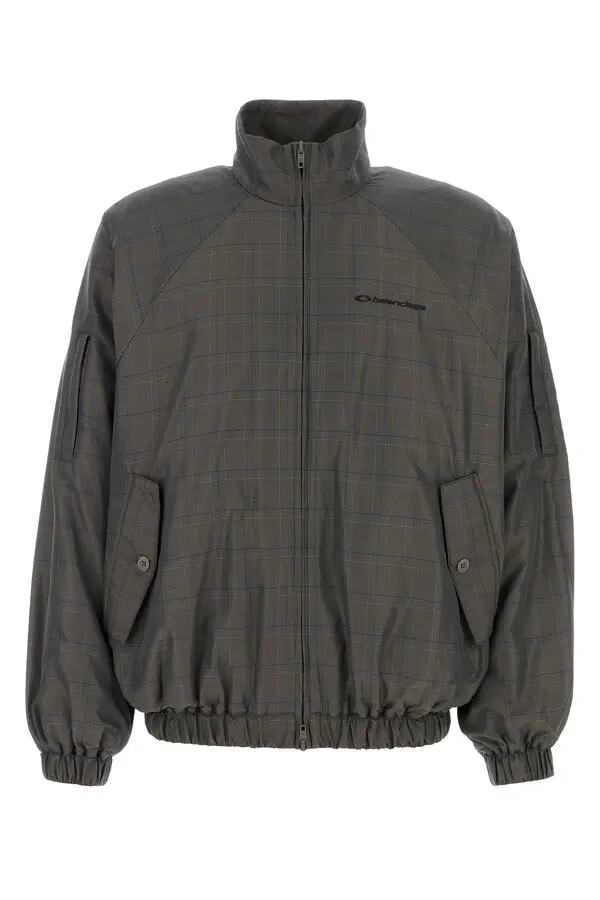 Balenciaga Embroidered Checked Nylon Jacket - White