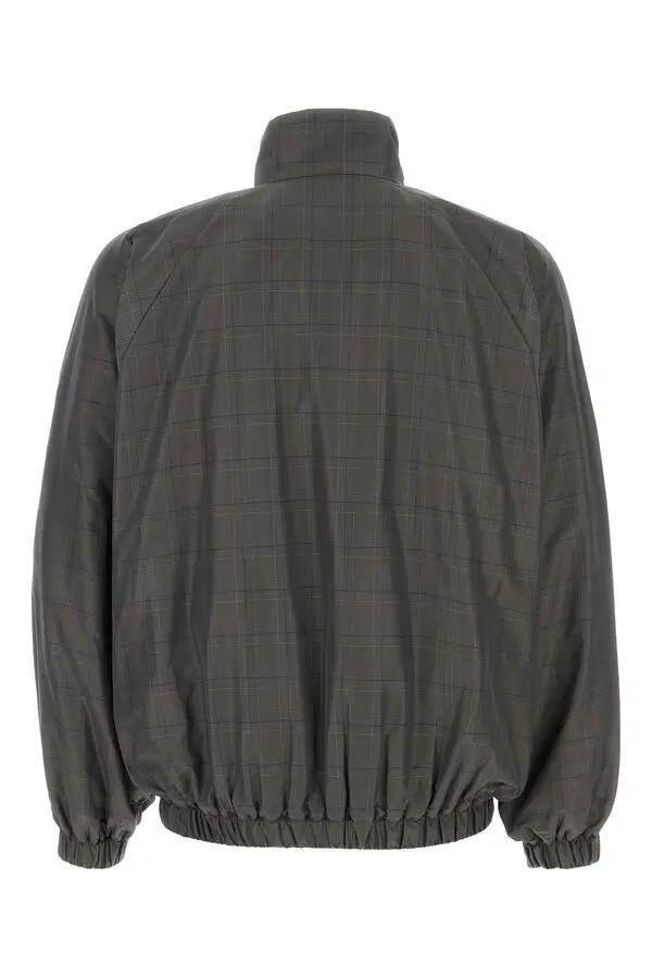 Balenciaga Embroidered Checked Nylon Jacket - White