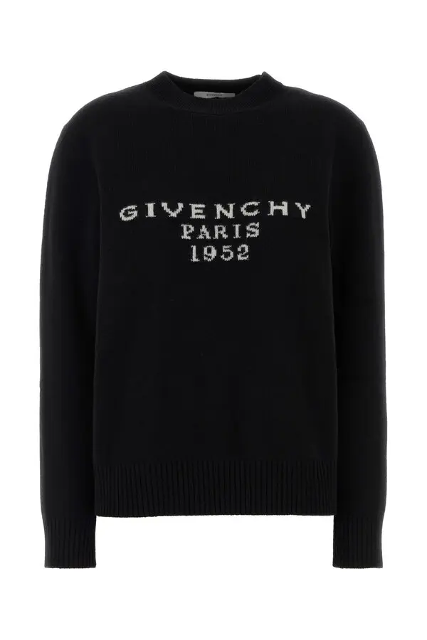 Givenchy Wool Blend Sweater With Embroidered Logo - Black