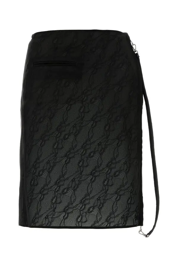 COURREGES Stretch Nylon Blend Skirt With Embroidered Hem