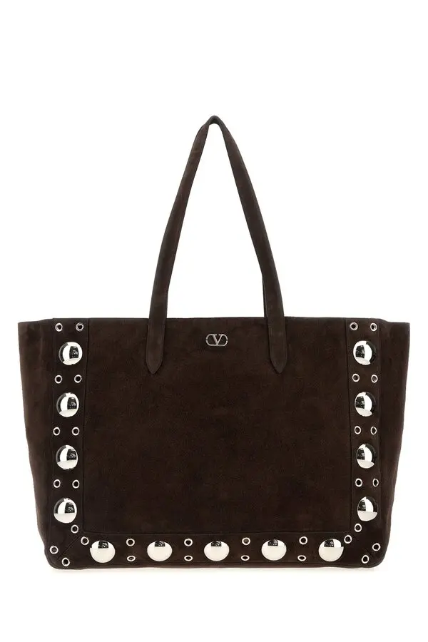 Valentino Garavani Suede Shopping Bag With Vlogo Signature - Brown