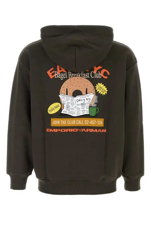 Emporio Armani Cotton Sweatshirt With Hood And Graphic Print