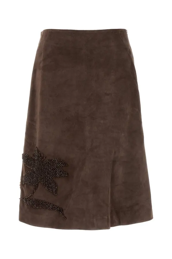 16Arlington Suede Embroidered Skirt