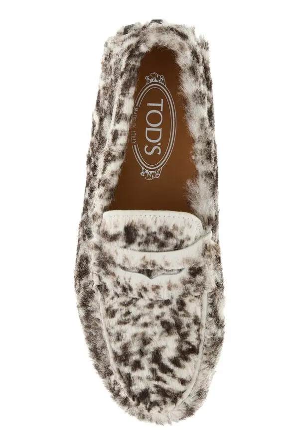 TOD'S Printed Calf Hair Loafers - White