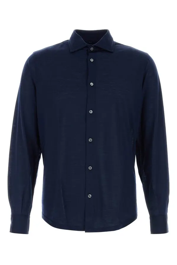 Fedeli Navy Wool Shirt