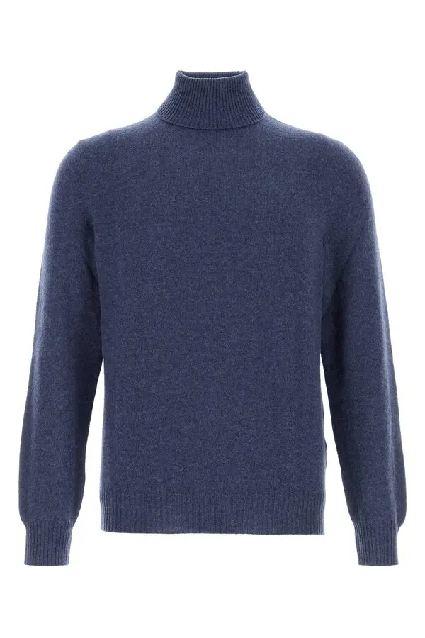 Fedeli Pure Cashmere Turtleneck Sweater - Blue