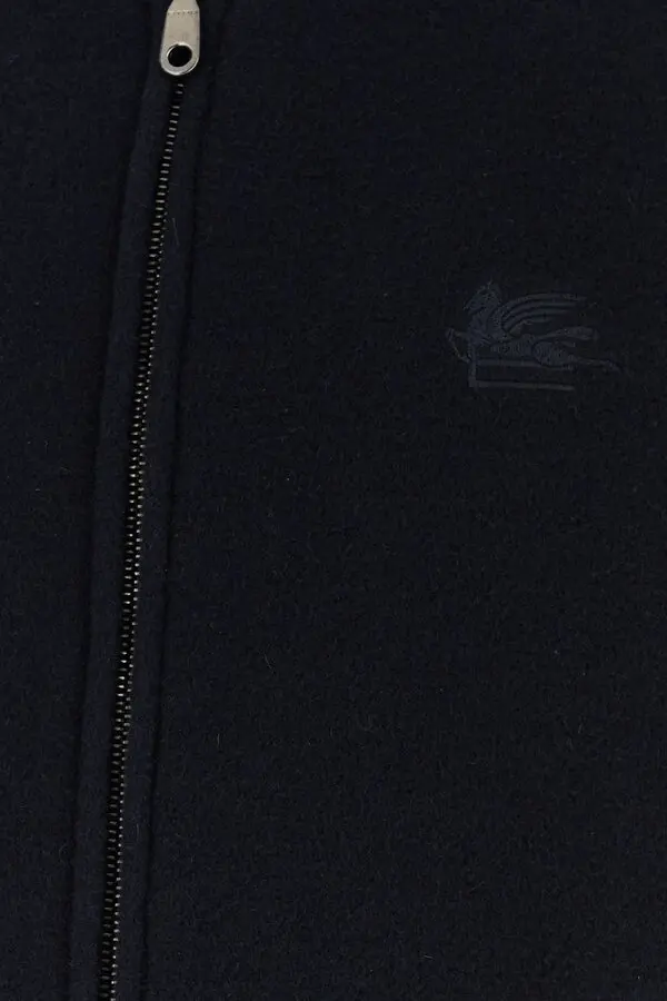 Etro Wool Blend Bomber Jacket With Pegaso Embroidery - Blue
