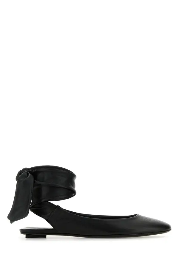 Attico Leather Lace-up Ballerina Slippers