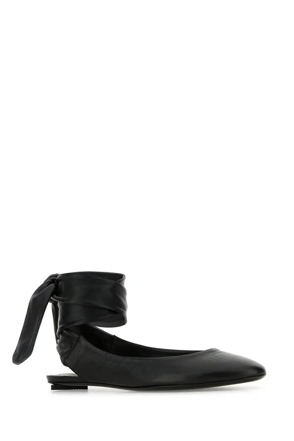 Attico Leather Lace-up Ballerina Slippers