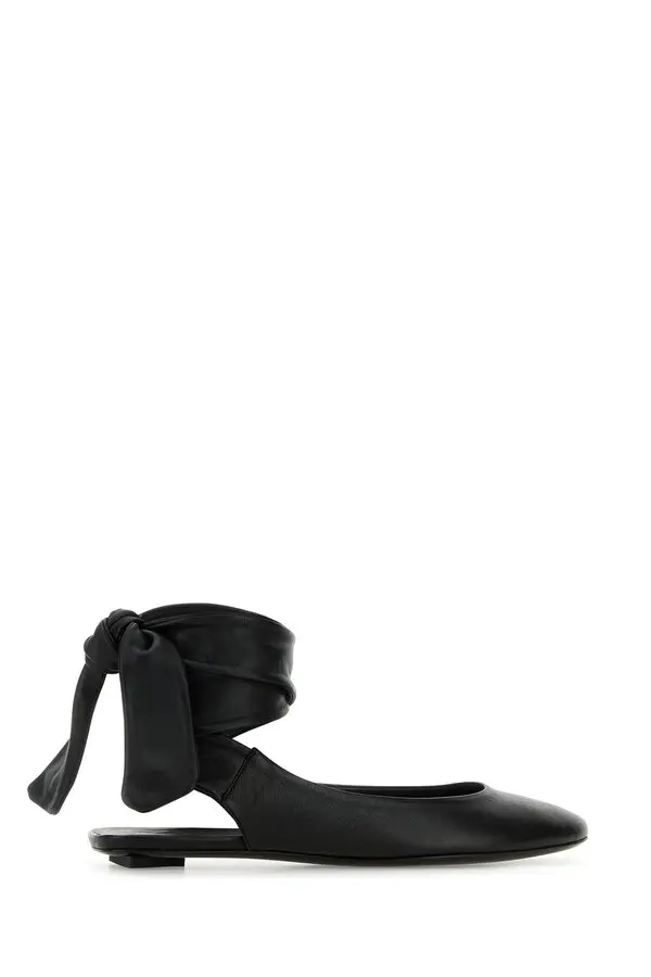 Attico Leather Lace-up Ballerina Slippers