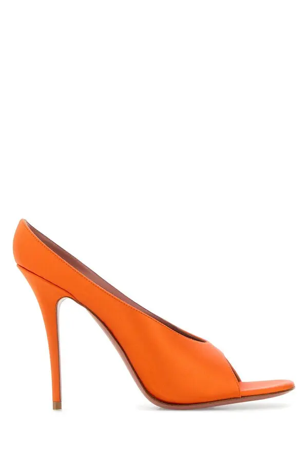 Amina Muaddi Satin Anok 105 Mules - Orange