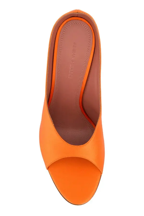 Amina Muaddi Satin Anok 105 Mules - Orange
