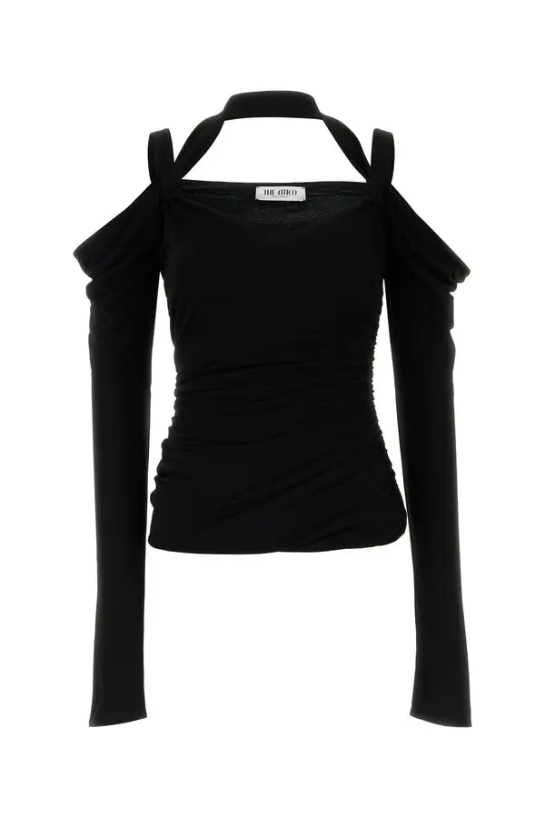 Attico Crepe Draped V-neck Top