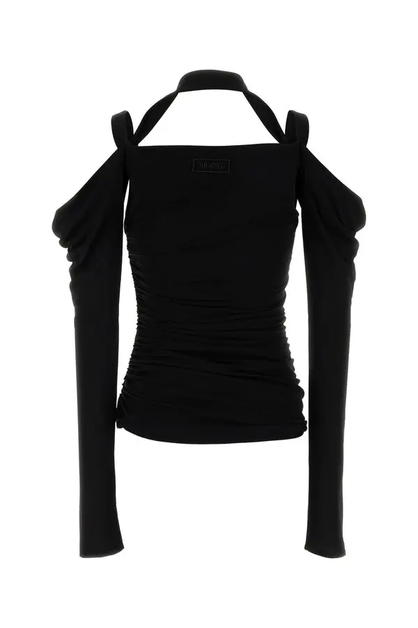 Attico Crepe Draped V-neck Top