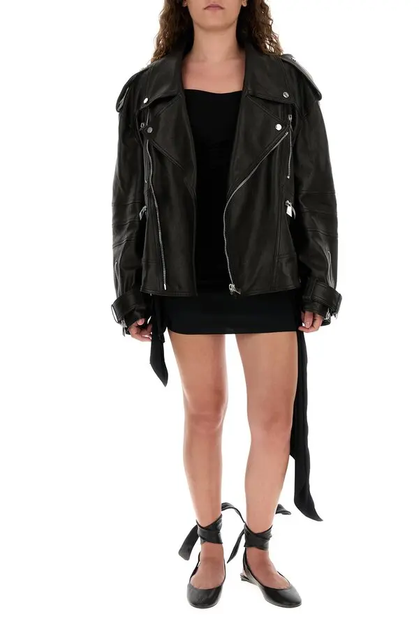 Attico Crepe Draped V-neck Top