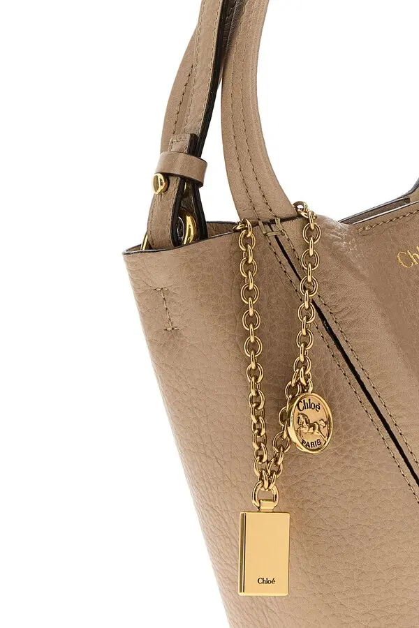 Chloé Cappuccino Leather Small Spin Shopping Bag