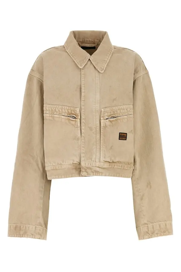 Balenciaga Cropped Denim Jacket With Distressed Trimmings