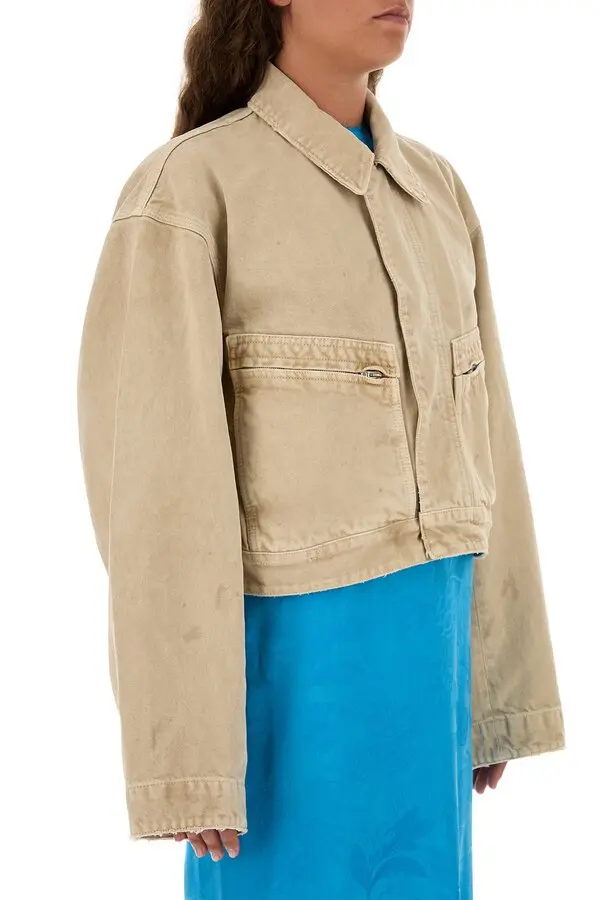 Balenciaga Cropped Denim Jacket With Distressed Trimmings