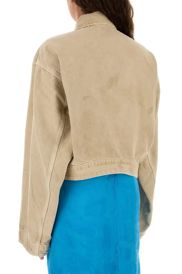Balenciaga Cropped Denim Jacket With Distressed Trimmings