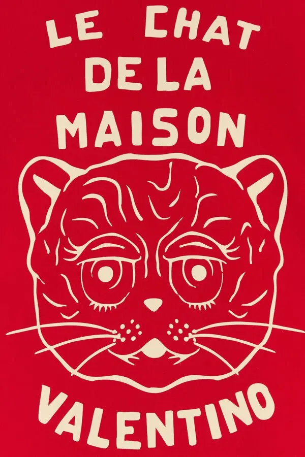 Valentino Garavani Cotton Sweatshirt With Le Chat De La Maison Print - Red