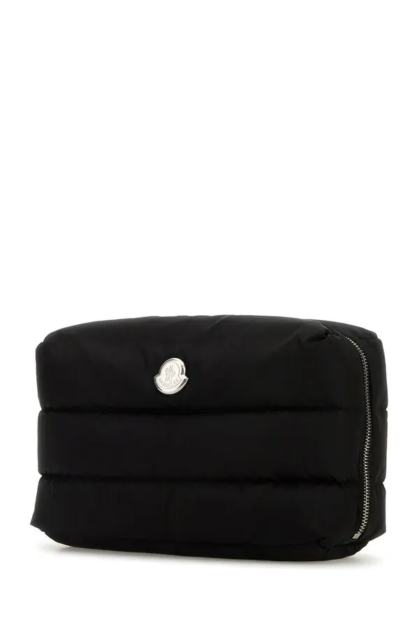 Moncler Quilted Nylon Beauty Case With Logo Detail - Black
