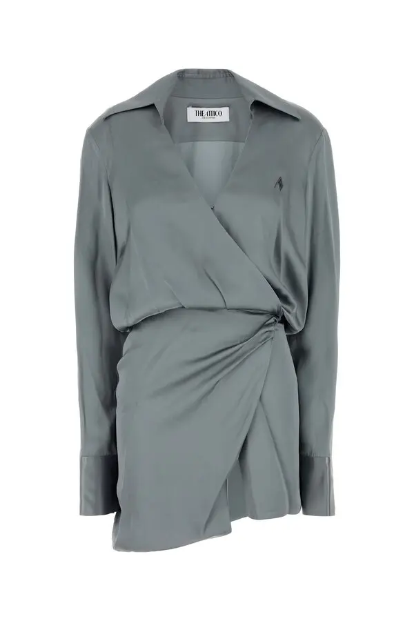 Attico Satin Mini Wrap Dress