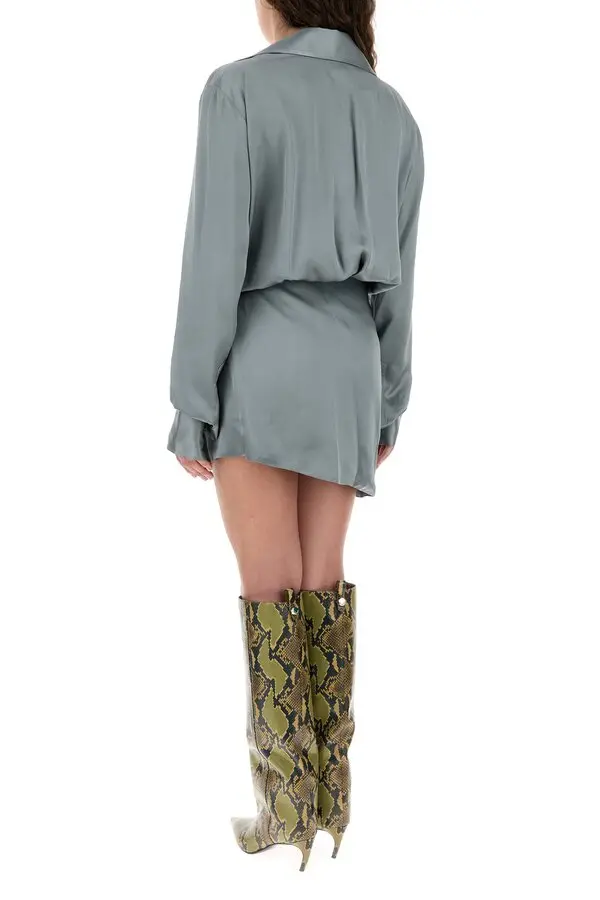Attico Satin Mini Wrap Dress