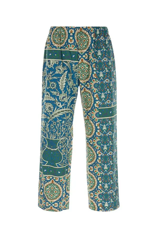 PANTAMOLLE Printed Poplin Ponkarala Pant - White