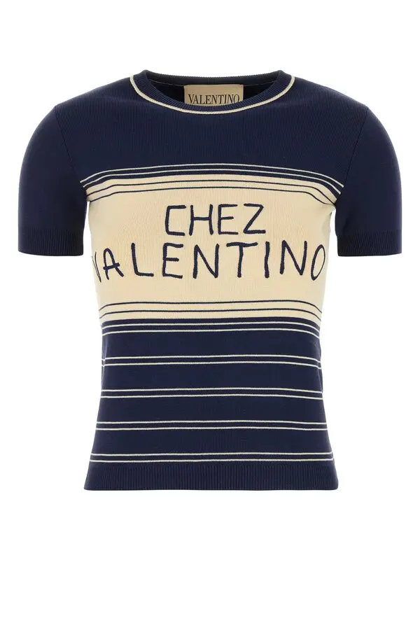 Valentino Garavani Ribbed Cotton Short Sleeve Sweater