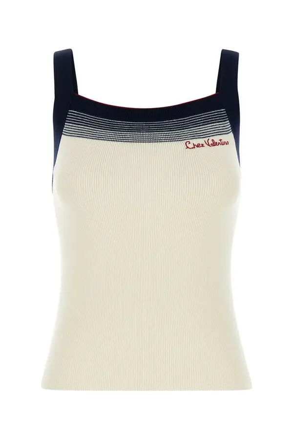 Valentino Garavani Ribbed Wool Top With Embroidery