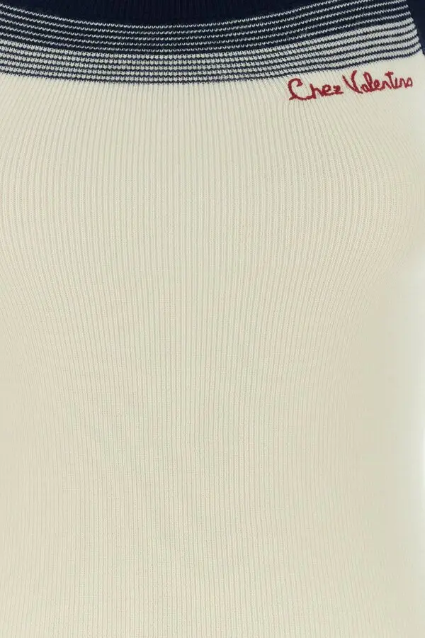 Valentino Garavani Ribbed Wool Top With Embroidery