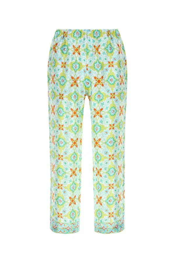PANTAMOLLE Printed Satin Gajardo Pant - White