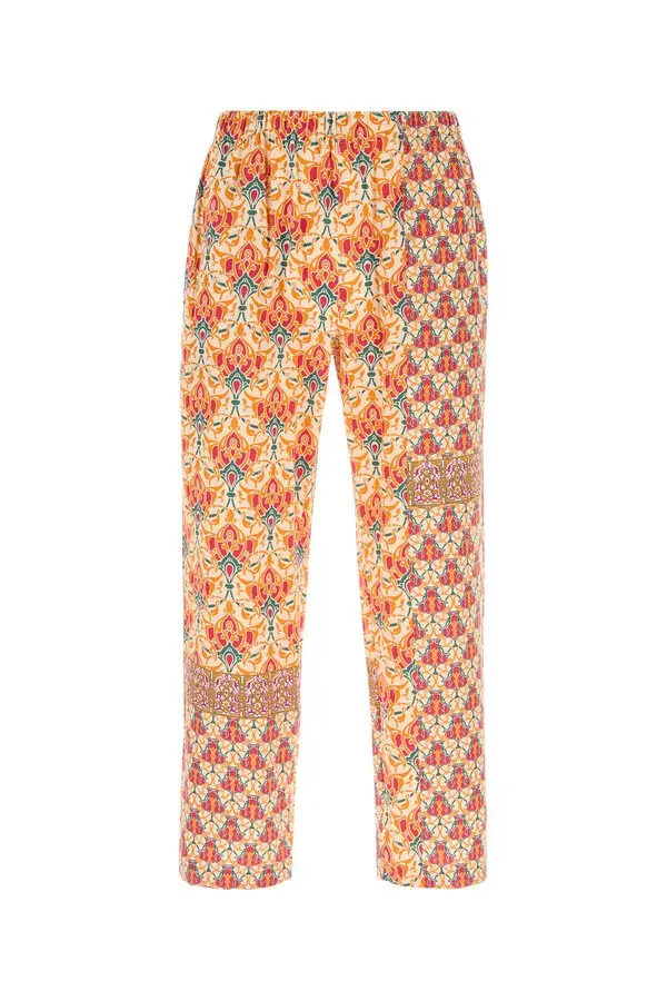 PANTAMOLLE Printed Poplin Ferù Pant - White