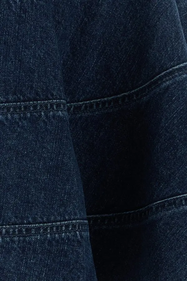 SELF-PORTRAIT Denim Mini Skirt With Detachable Leather Belt