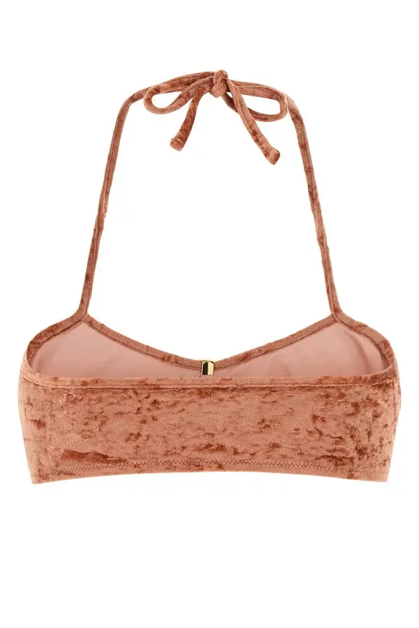Chloé Stretch Velvet Bikini Top With Metal Detail