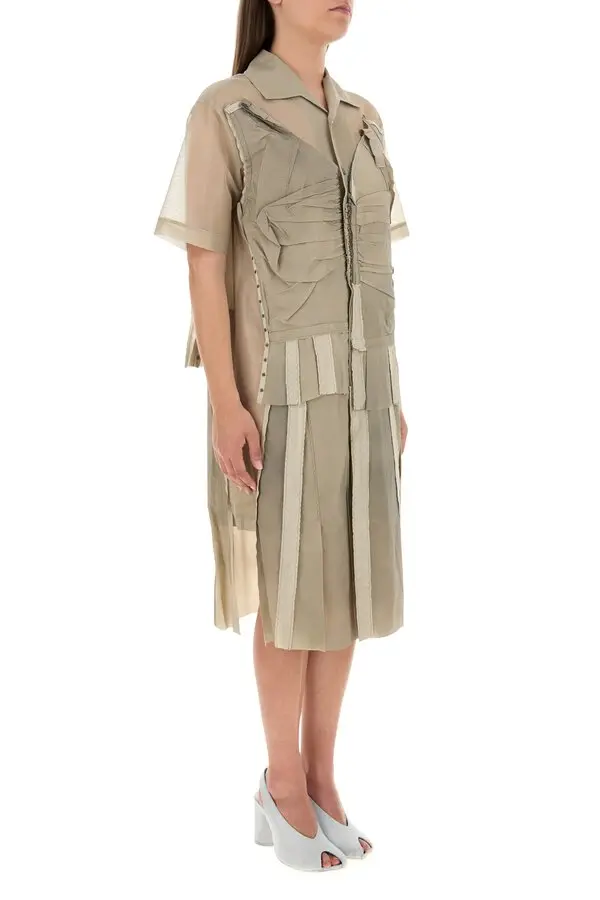MAISON MARGIELA Mesh Shirt Dress With Viscose Inserts