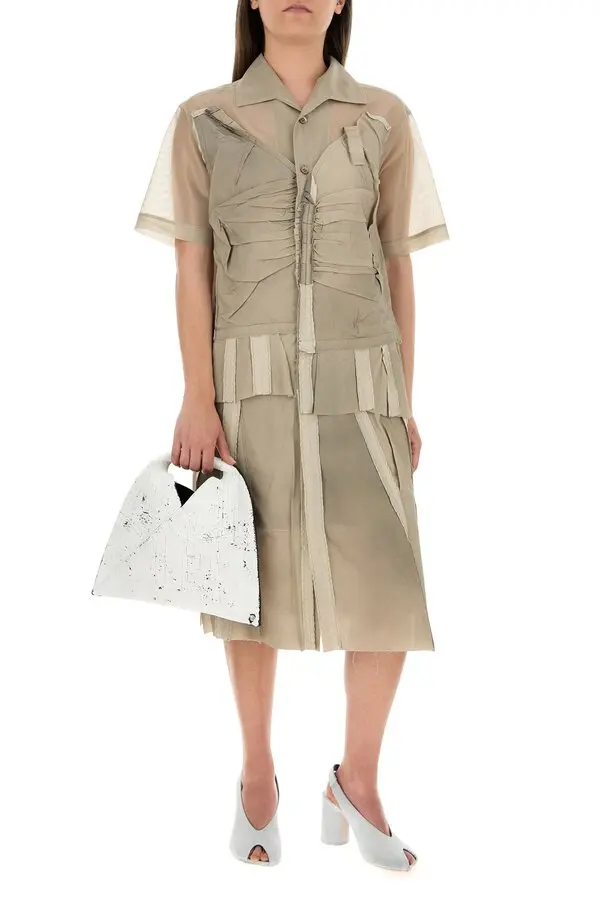 MAISON MARGIELA Mesh Shirt Dress With Viscose Inserts