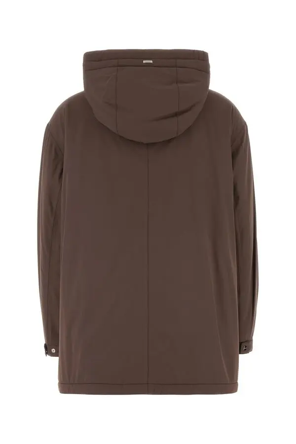 Herno Stretch Nylon Jacket With Drawstring Hood And Belt