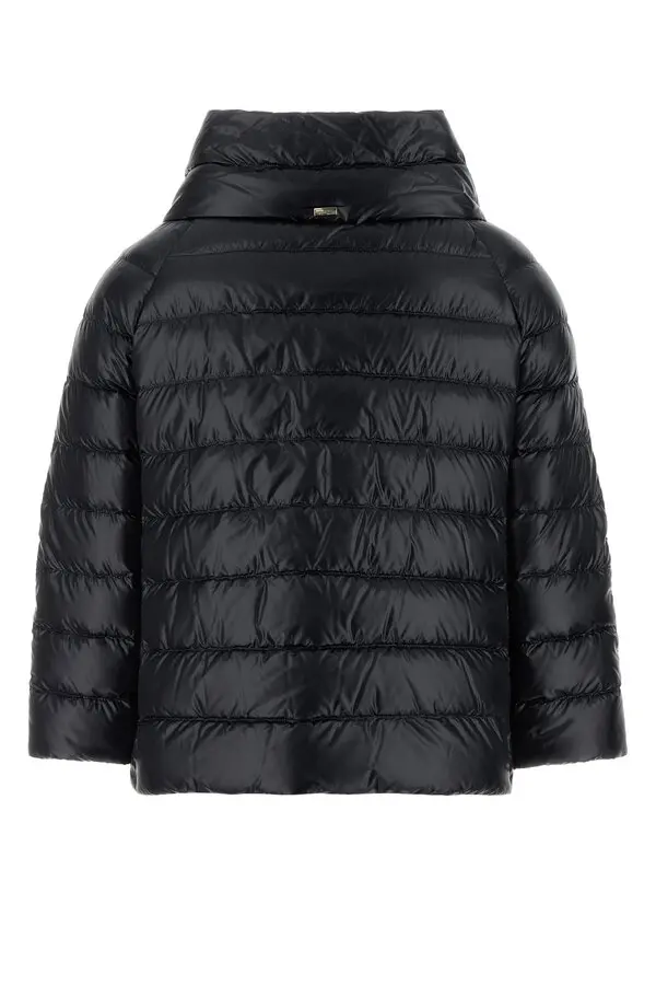 Herno Quilted Down Jacket With Logo Plate - Black