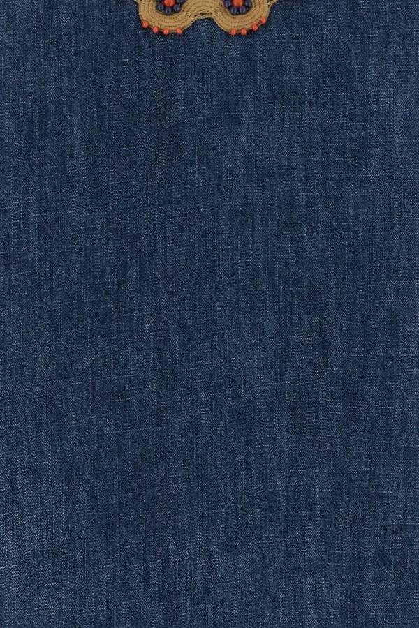Valentino Garavani Chambray Denim Blouse With Printed Fabric Inserts