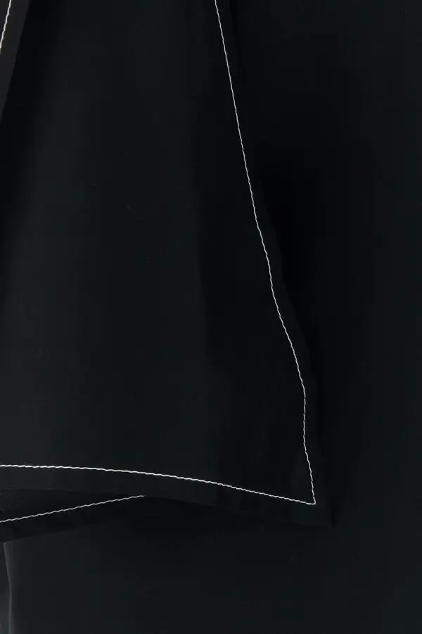 Carven Cotton Dress With Contrasting Stitchings And Asymmetrical Hemline