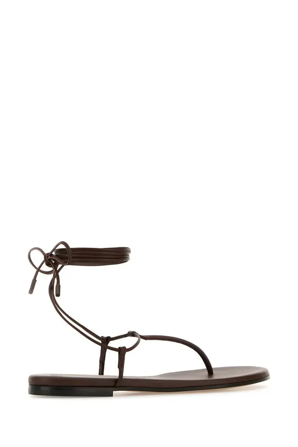 GIANVITO ROSSI Nappa Leather Thong Sandals With Ankle Tie