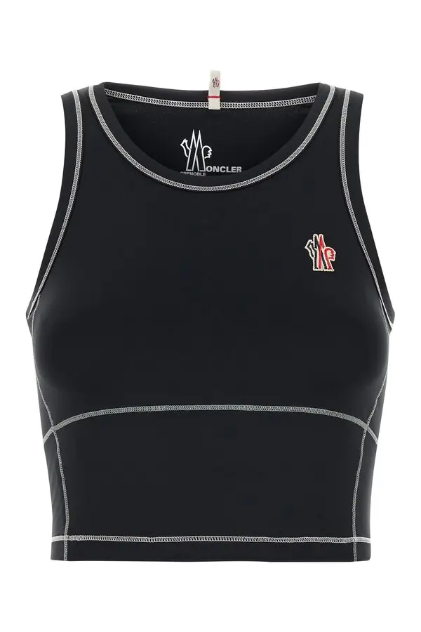 Moncler Stretch Nylon Cropped Top With Logo Patch