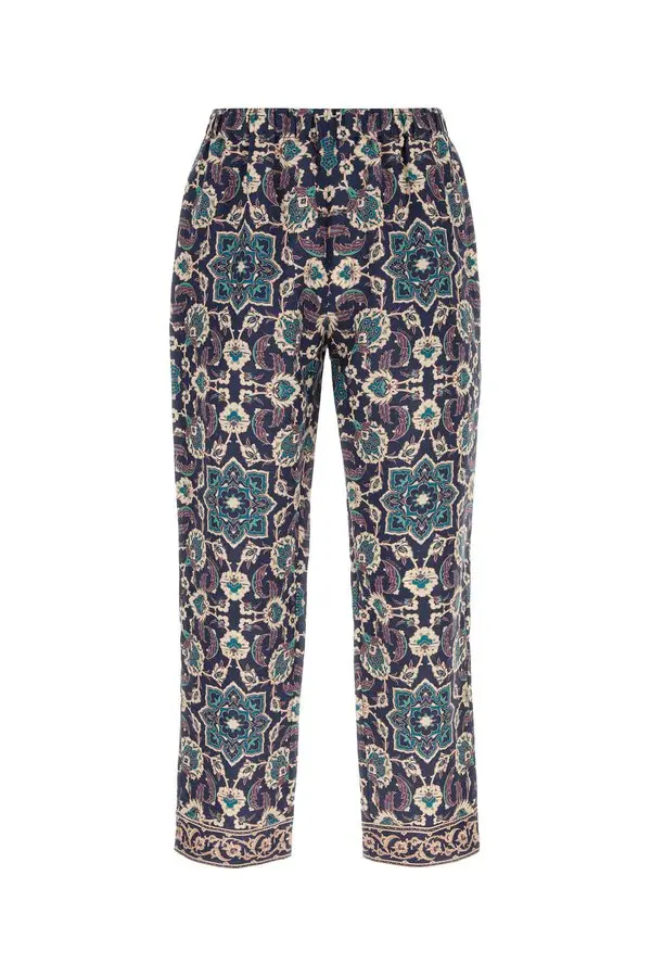 PANTAMOLLE Printed Monfardì Linen Pant - White
