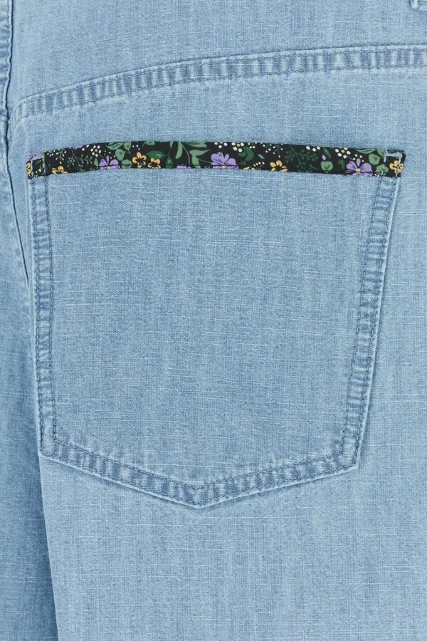 Valentino Garavani Denim Bermuda Shorts With Floral Trim